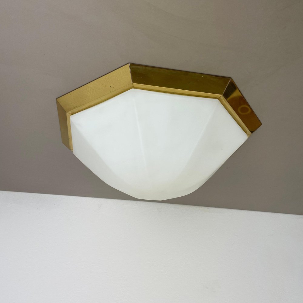 Glass and Brass Flushmount Diamond Ceiling Wall Light from Glashütte ...