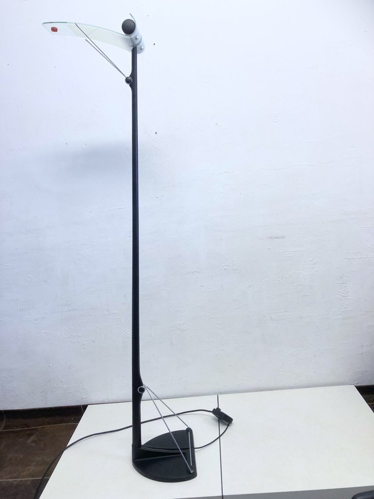 Halogen Floor Lamp Ceiling with Glass Shade, 1980s for sale at Pamono