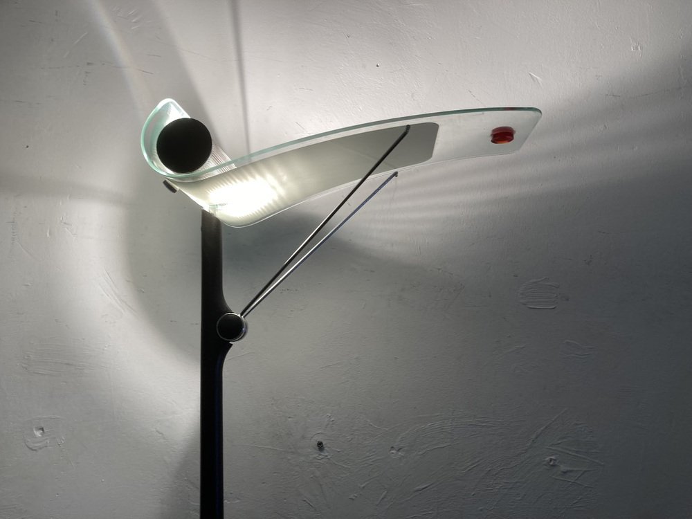 Halogen Floor Lamp Ceiling with Glass Shade, 1980s for sale at Pamono