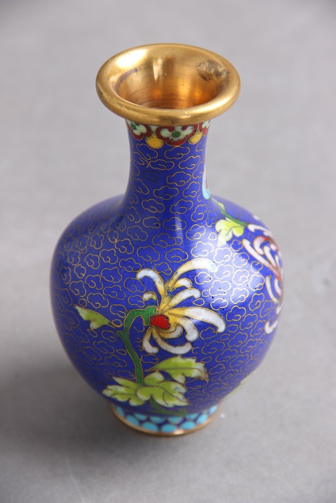 Chinese Jingfa Vases in Enamel, Metal & Wood, 1960s, Set of 3 for sale ...