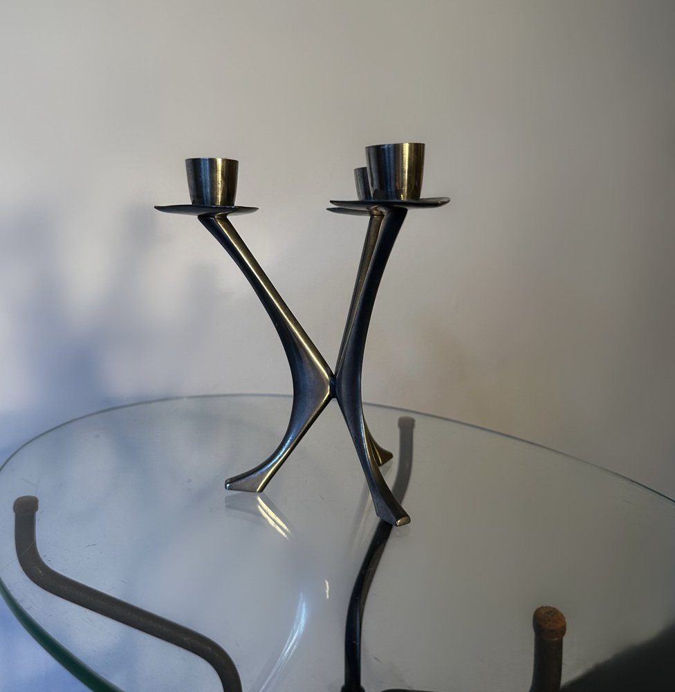 Modern Triple Candelabra in Pewter from Brodrene Mylius, Norway, 1956 ...