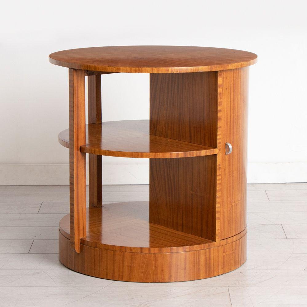 Art Deco Satinwood Bookcase Table with Cupboard, 1930s for sale at Pamono