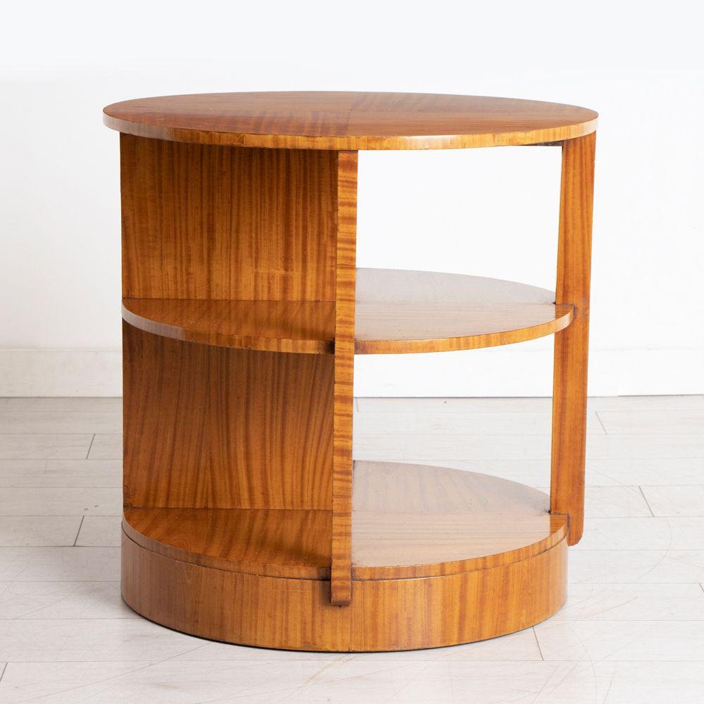 Art Deco Satinwood Bookcase Table with Cupboard, 1930s for sale at Pamono