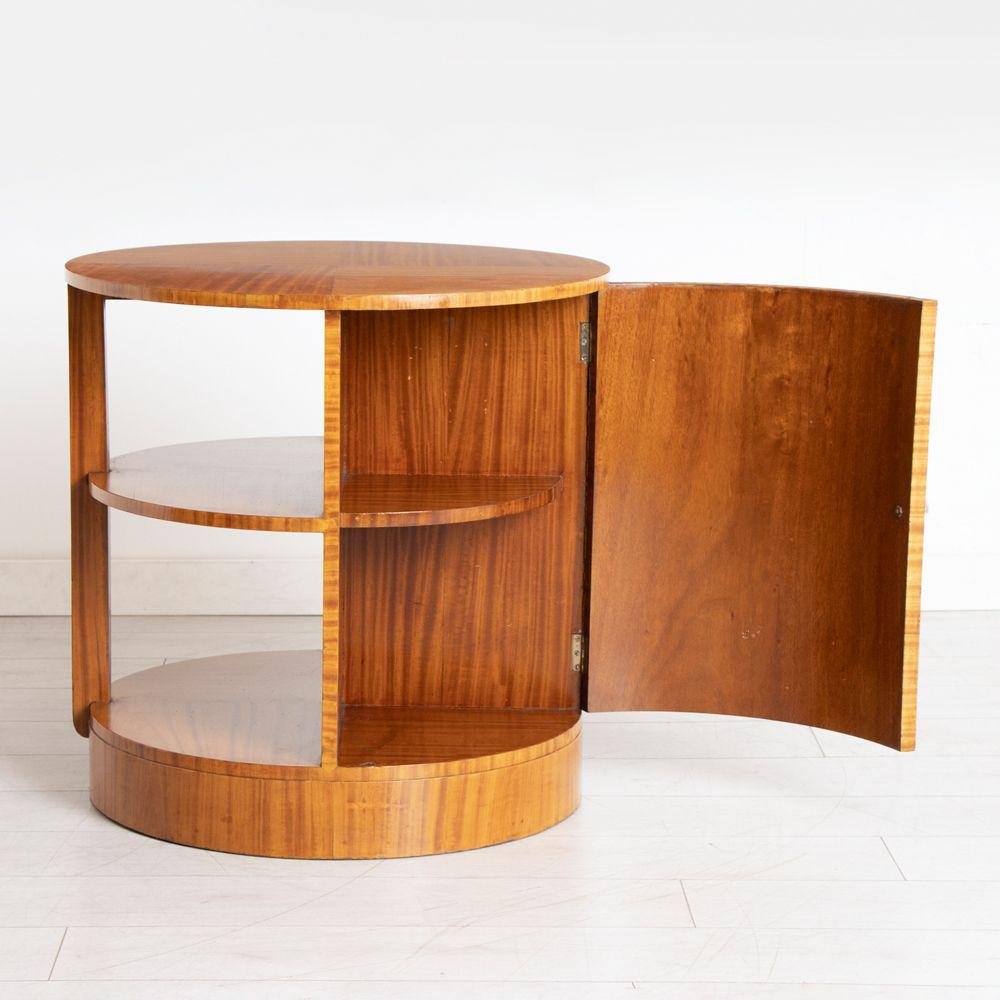 Art Deco Satinwood Bookcase Table with Cupboard, 1930s for sale at Pamono