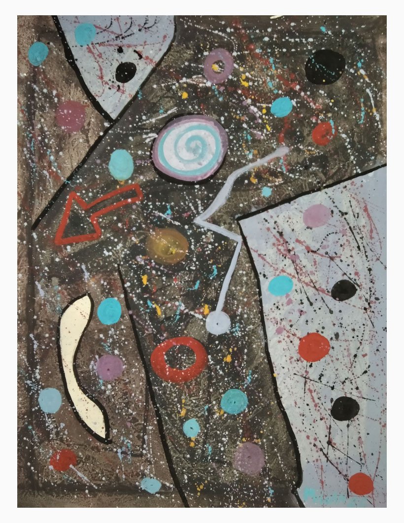 Domingo Millan, Composition, 1986, Mixed Media on Paper for sale at Pamono