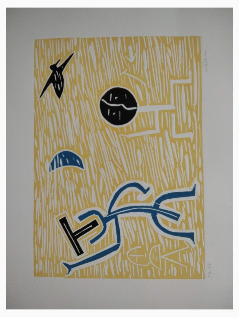 Domingo Millan, Composition, 1990, Engraving for sale at Pamono