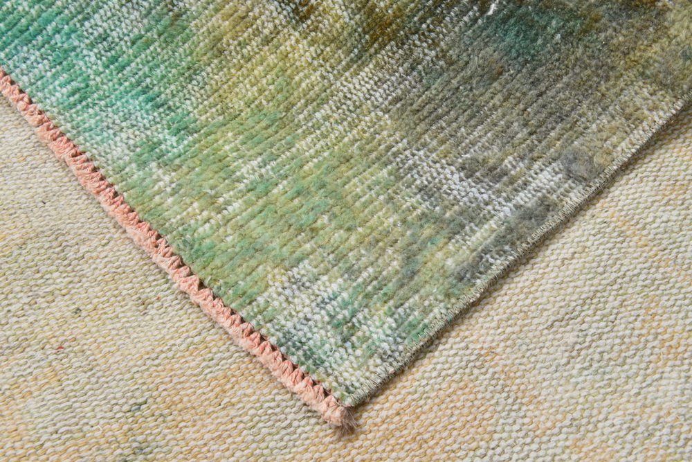 Vintage Forest Green Faded Rug for sale at Pamono