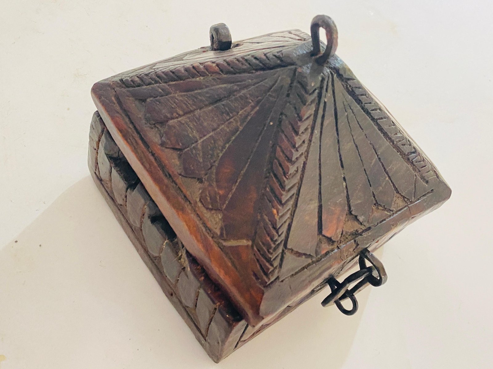 19th Century African Hand Carved Wooden Powder Box in Brown Color for ...