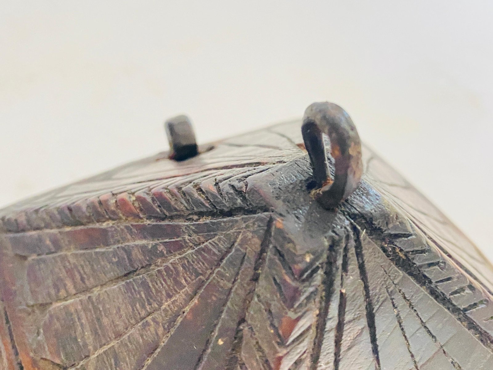 19th Century African Hand Carved Wooden Powder Box in Brown Color for ...