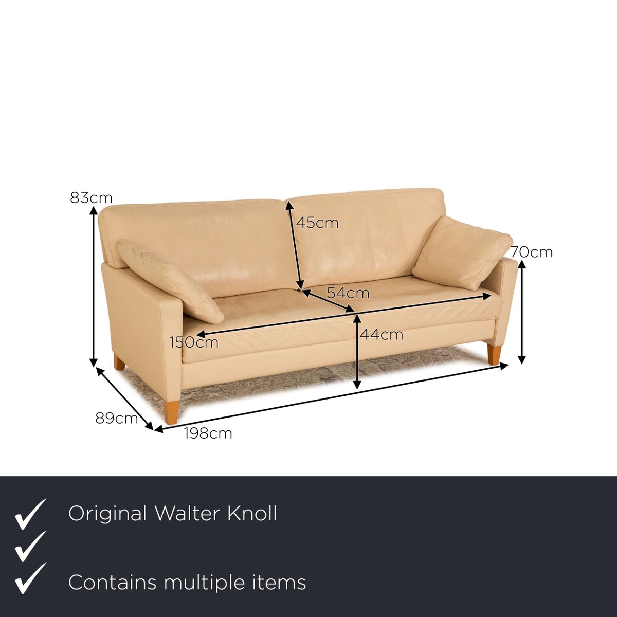 Cremefarbene Ledersofas von Walter Knoll Henry für Walter Knoll ...