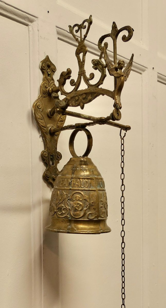 Messing Outdoor Türklingel auf Hängehalterung mit Kettengriff, 1920a ...