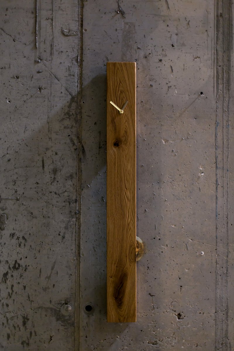 Vertical Wooden Pendulum Clock by Hilla Shamia for sale at Pamono