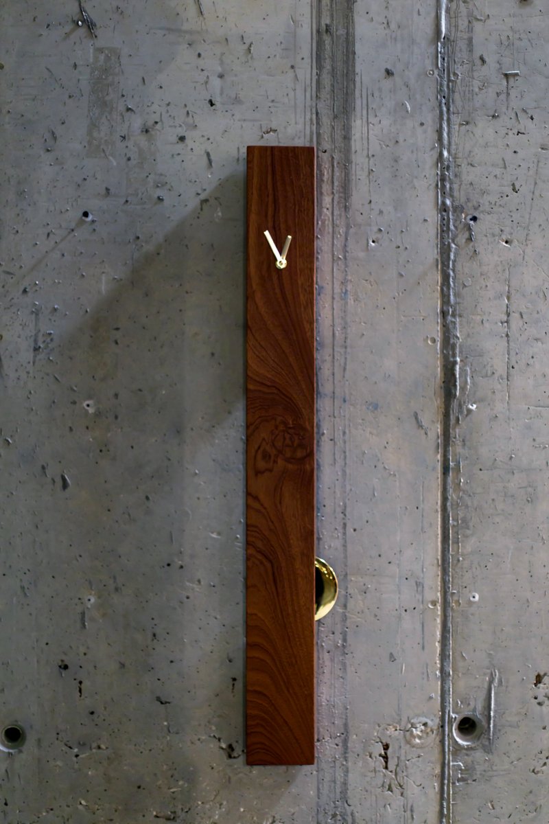 Vertical Wooden Pendulum Clock by Hilla Shamia for sale at Pamono