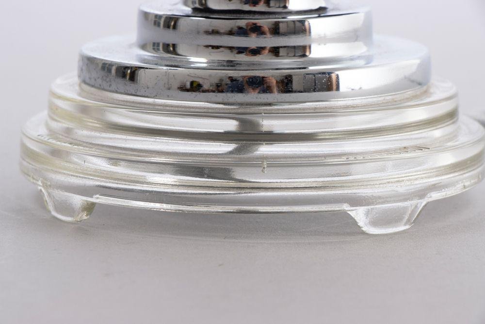 Art Deco Table Lamp on Stepped Glass Base with Original Opal Glass ...