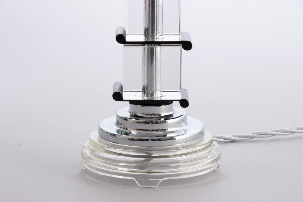 Art Deco Table Lamp on Stepped Glass Base with Original Opal Glass ...
