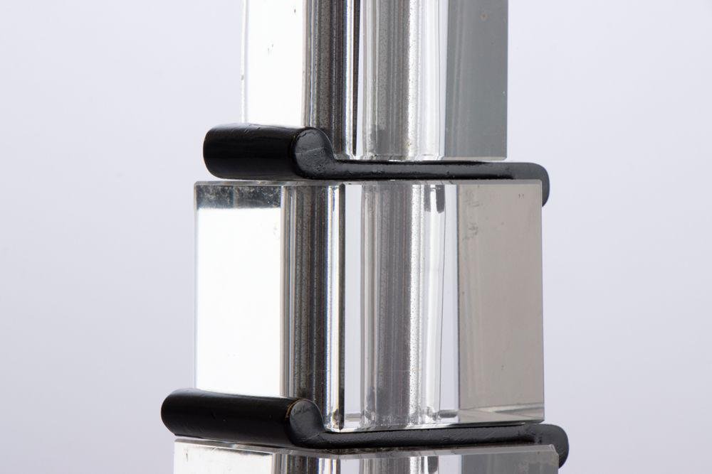 Art Deco Table Lamp on Stepped Glass Base with Original Opal Glass ...