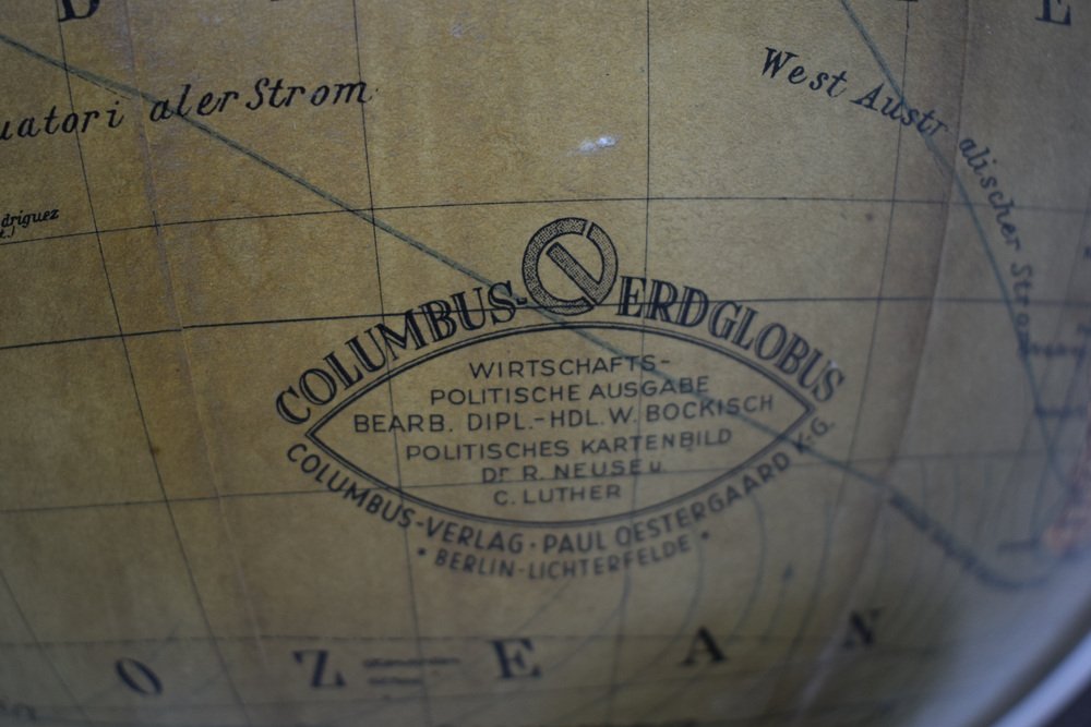 Illuminated Columbus Earth Globe in Glass Wirtschafts, 1930s for sale ...