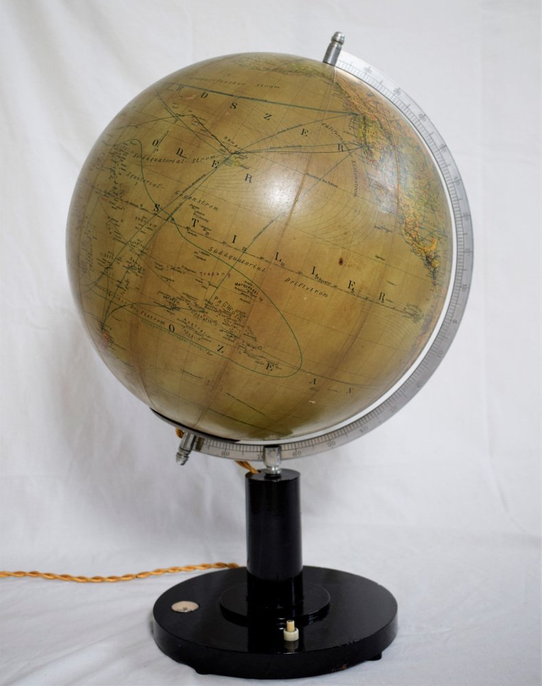 Illuminated Columbus Earth Globe in Glass Wirtschafts, 1930s for sale ...
