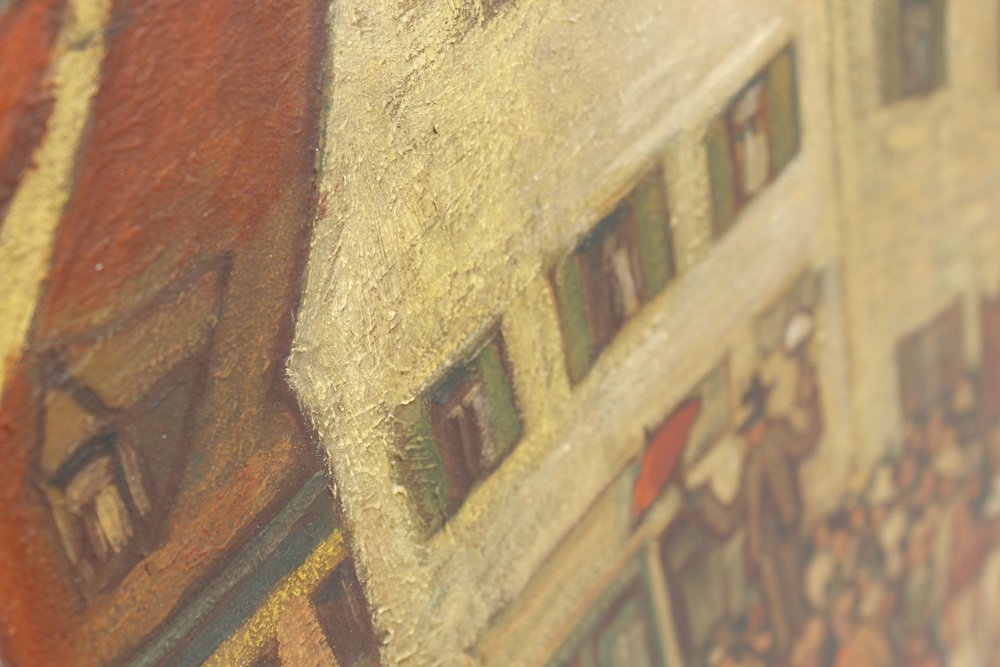 Ernst Crasser, Die Versteigerung, Oil on Board for sale at Pamono