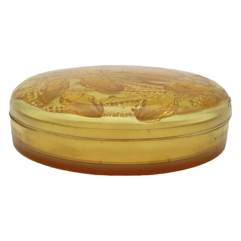 Cleones Round Box in Yellow Tinted Box by René Lalique, 1921 for sale ...