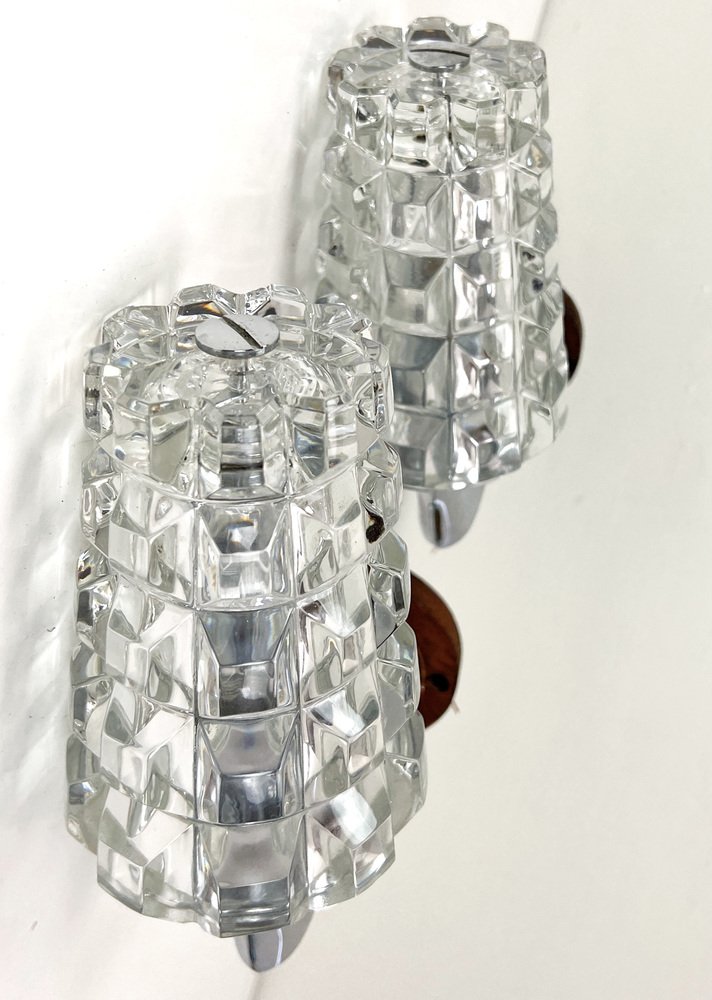 French Lead Crystal Wall Lights, 1960s, Set of 2 for sale at Pamono