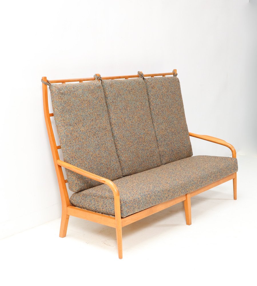 Mid-Century Modern Ash High Back Sofa by Frits Eschauzier Jr, 1967 for ...