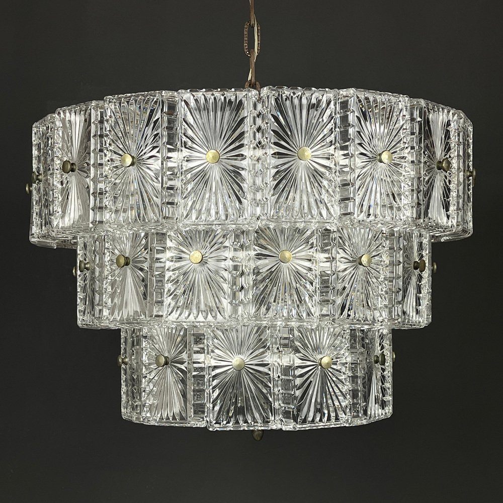 Large Vintage Crystal Chandelier, Italy, 1960s for sale at Pamono