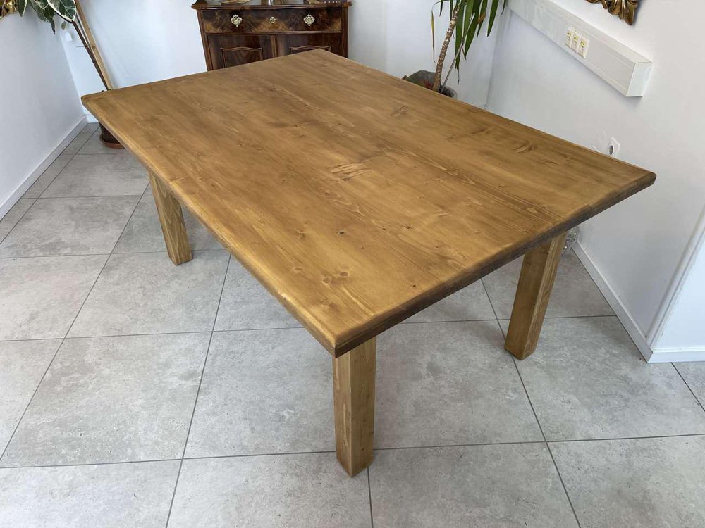Rustic Solid Wood Dining Table for sale at Pamono