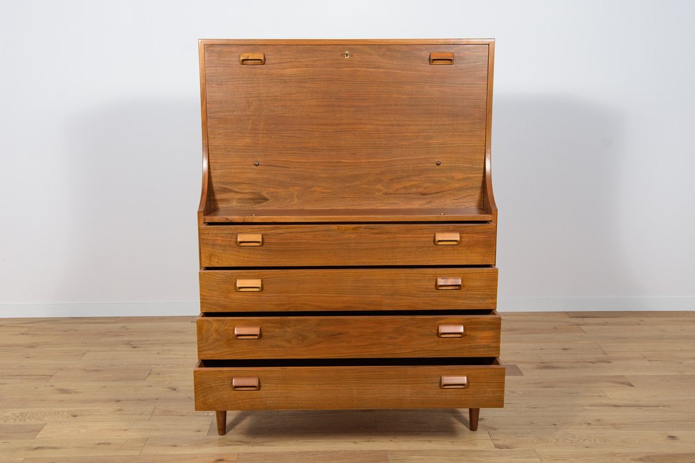 Mid-Century Danish Walnut Secretary by Borge Mogensen for Soborg Mobler ...