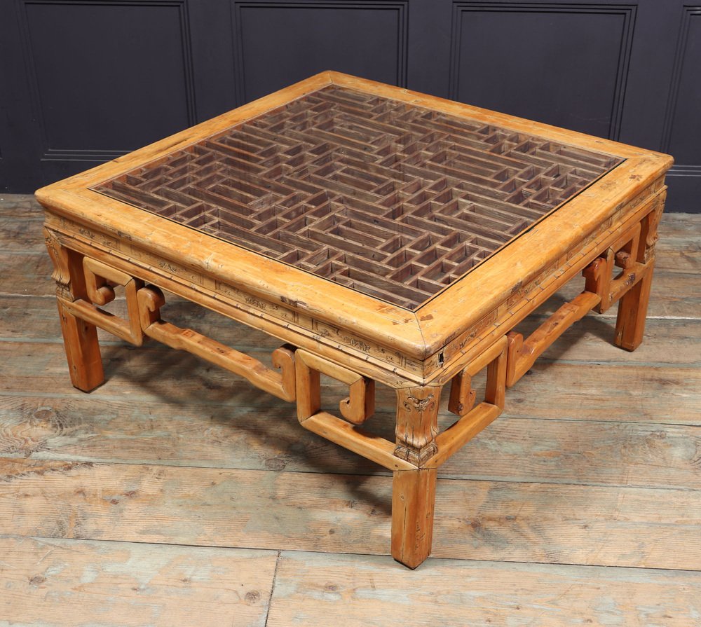 Antique Chinese Lattice Work Coffee Table for sale at Pamono