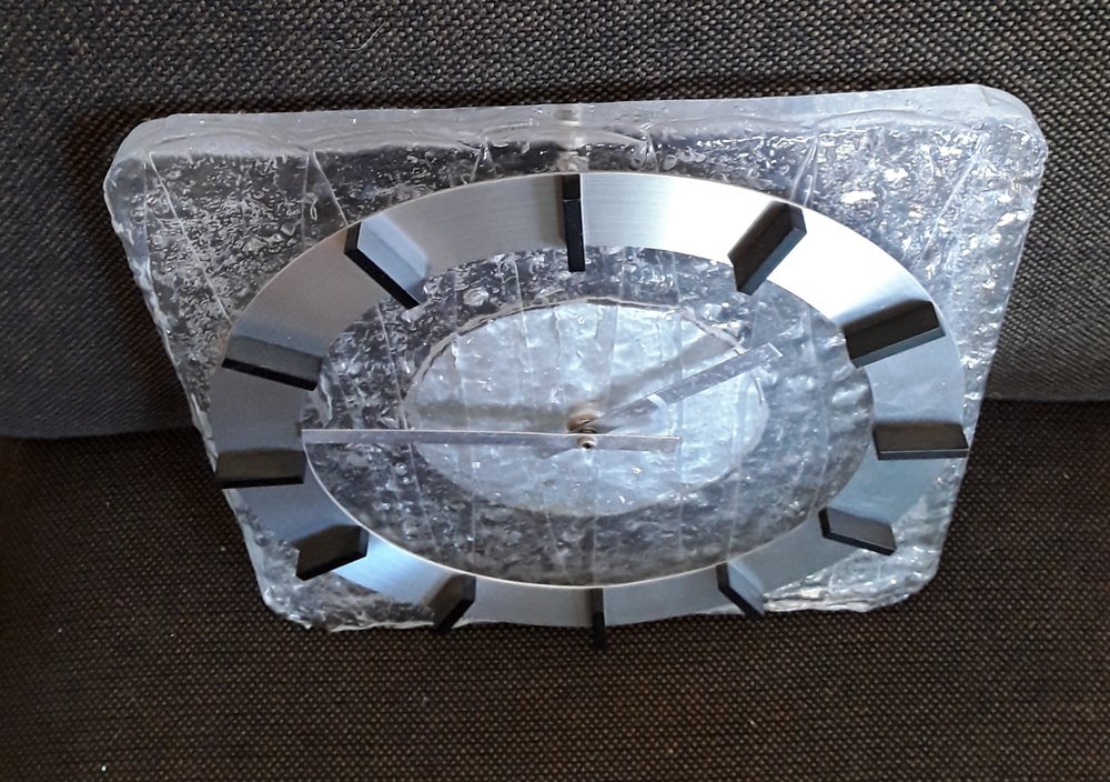 Vintage Space Age German Wall Clock in Ice Glass Look by Kienzle Design ...