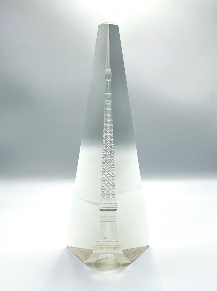 Lead Crystal Glass Obelisk with Eifell Tower from Desna, Czech Republic ...