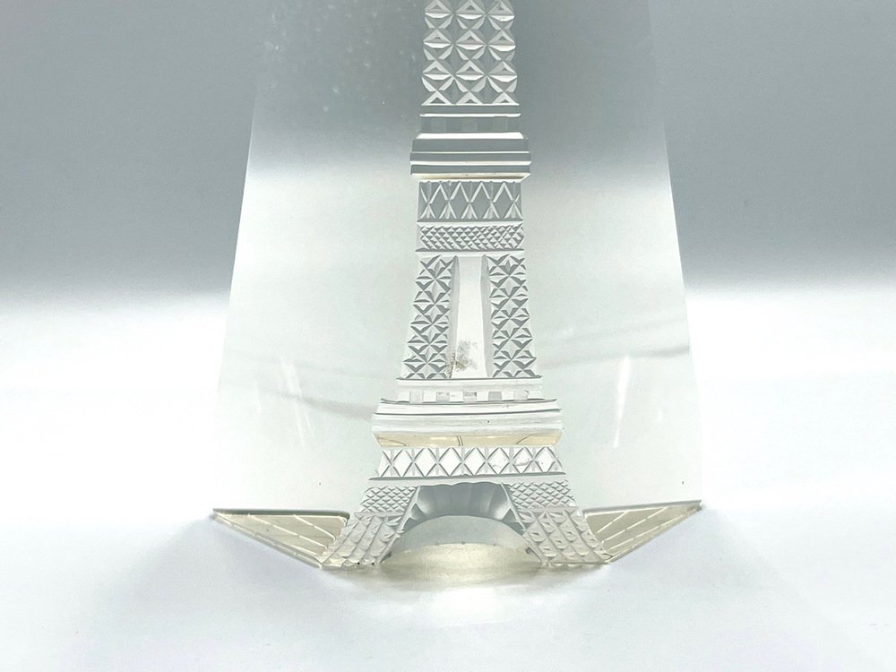 Lead Crystal Glass Obelisk with Eifell Tower from Desna, Czech Republic ...
