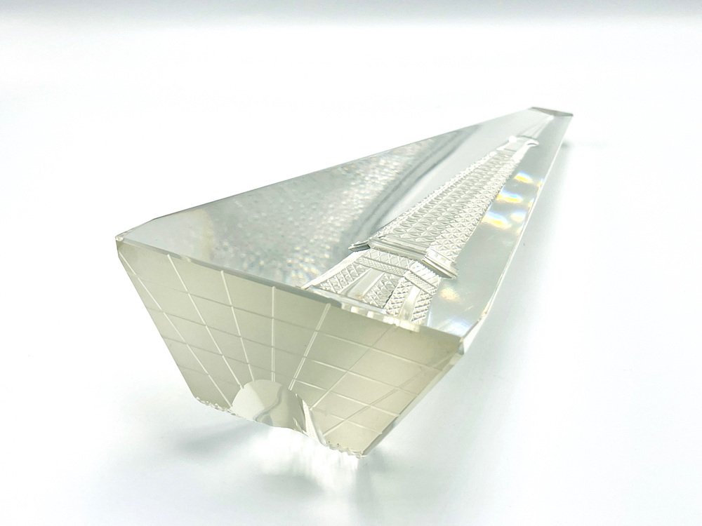 Lead Crystal Glass Obelisk with Eifell Tower from Desna, Czech Republic ...