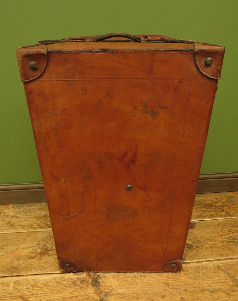 Antique Leather Portmanteau Expanding Suitcase, 1890s for sale at Pamono