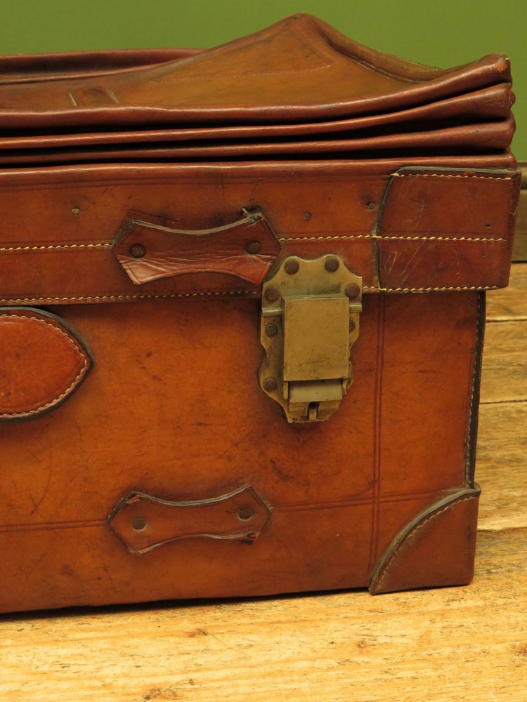 Valise Extensible Portmanteau Antique en Cuir, 1890s en vente sur Pamono