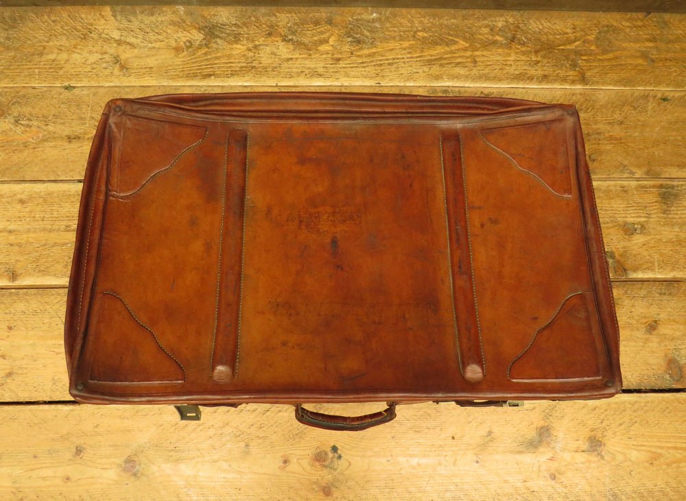 Valise Extensible Portmanteau Antique en Cuir, 1890s en vente sur Pamono
