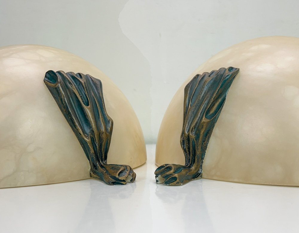 Spanish Alabaster Half Moon Wall Lights, 1970s, Set of 2 for sale at Pamono