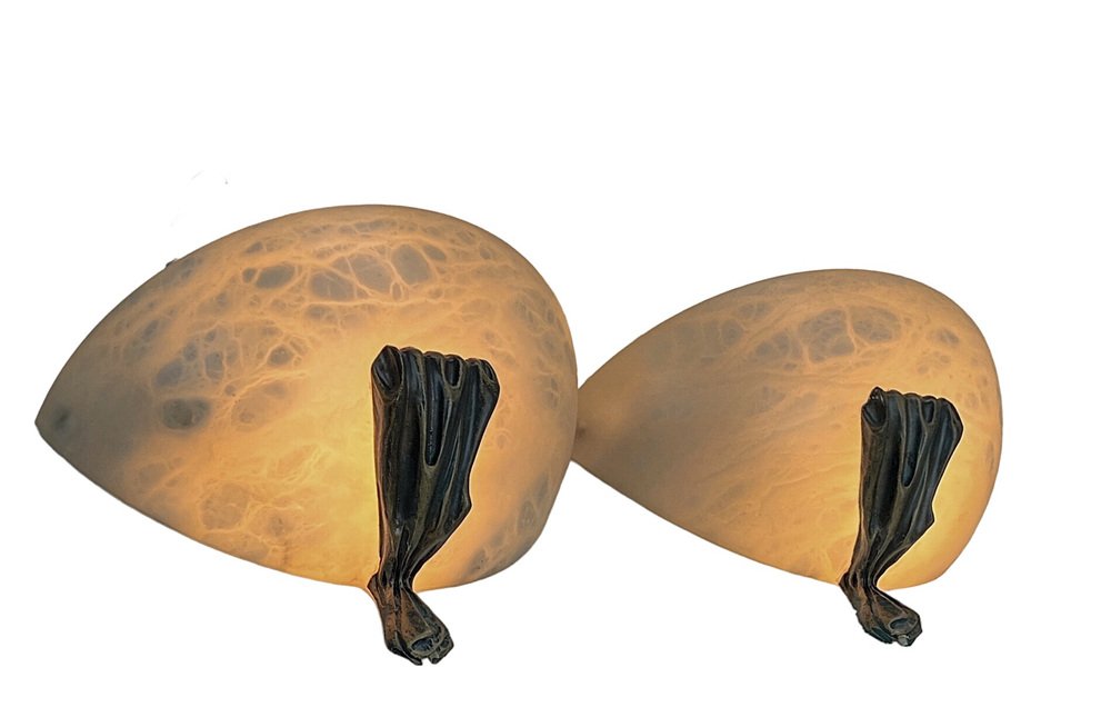 Spanish Alabaster Half Moon Wall Lights, 1970s, Set of 2 for sale at Pamono