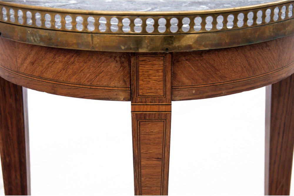 Vintage French Round Table with Stone Top, 1920 for sale at Pamono