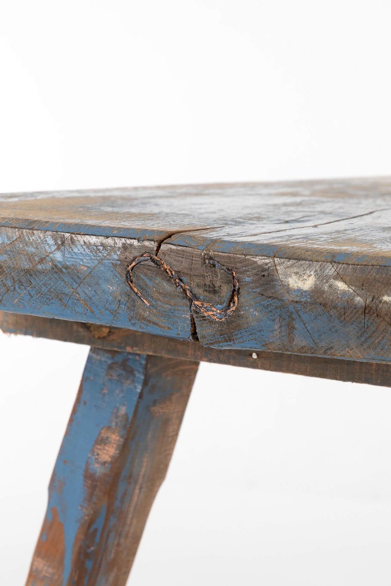 Rustic Blue Workshop Table, 1890s for sale at Pamono