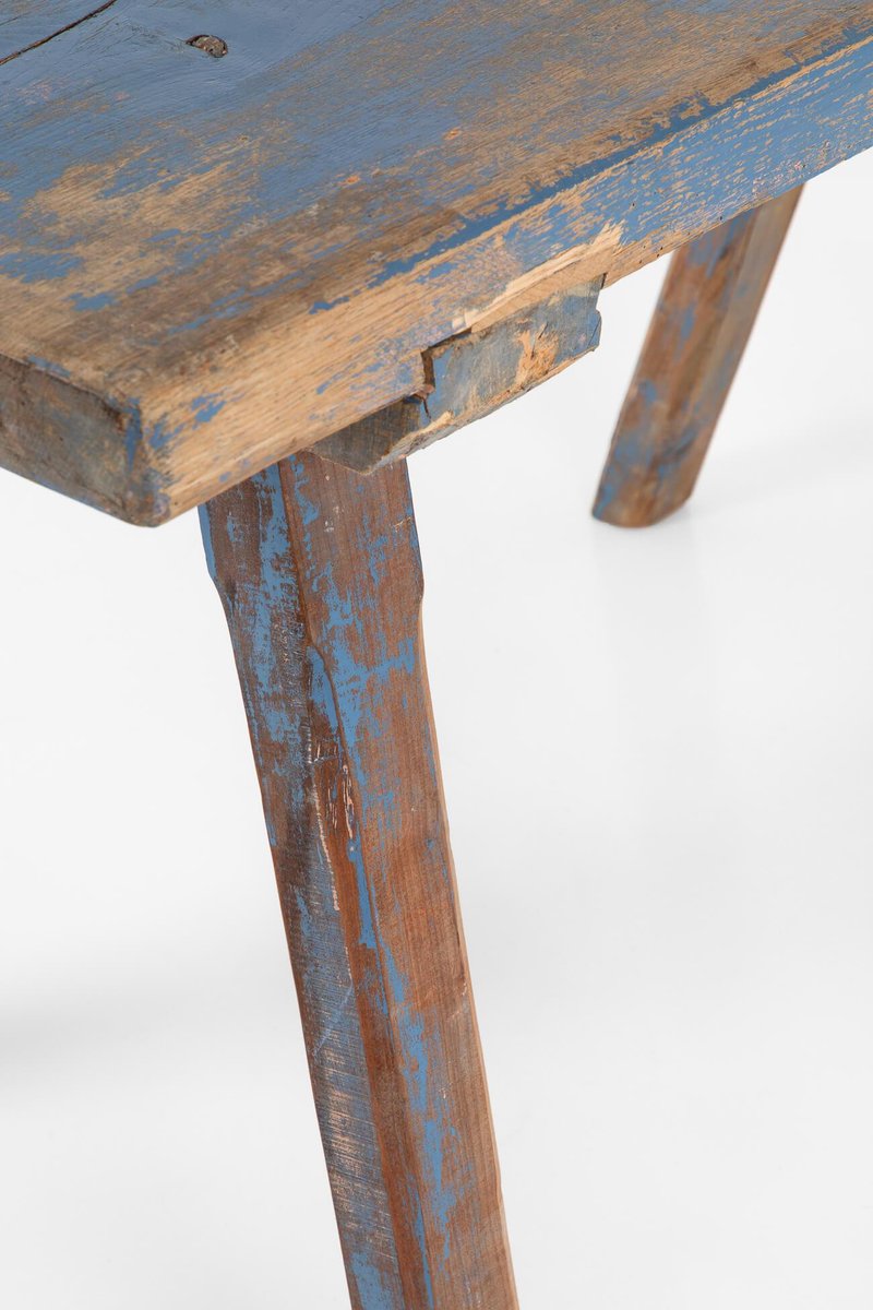 Rustic Blue Workshop Table, 1890s for sale at Pamono