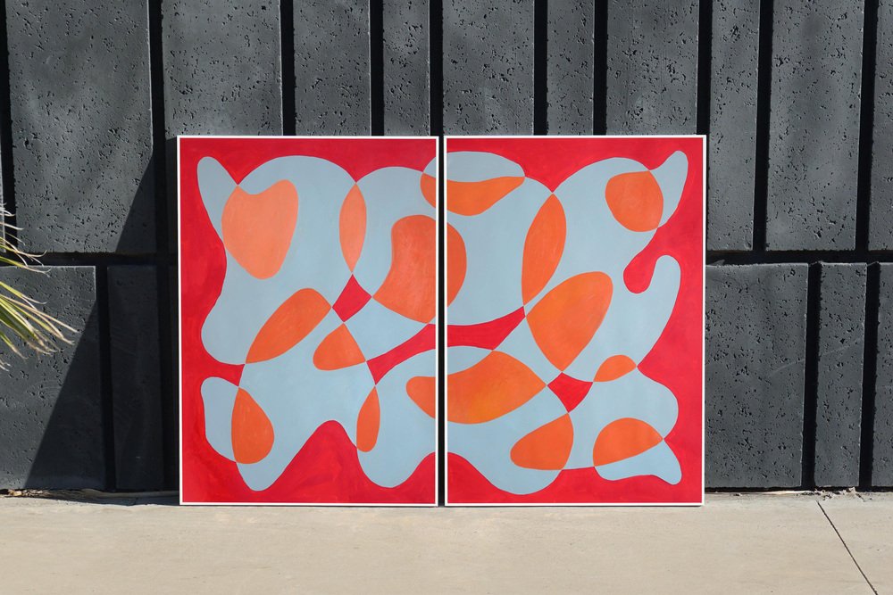 Ryan Rivadeneyra, Fish in The Red Sea Diptych, 2023, Acrylic on Paper for sale at Pamono