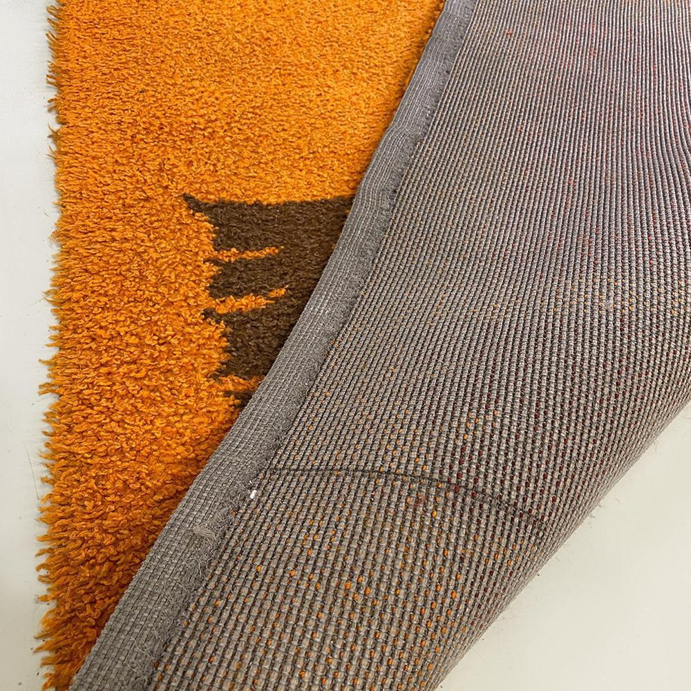 Italian Space Age Red Orange Brown Short Pile Rug with Geometric ...