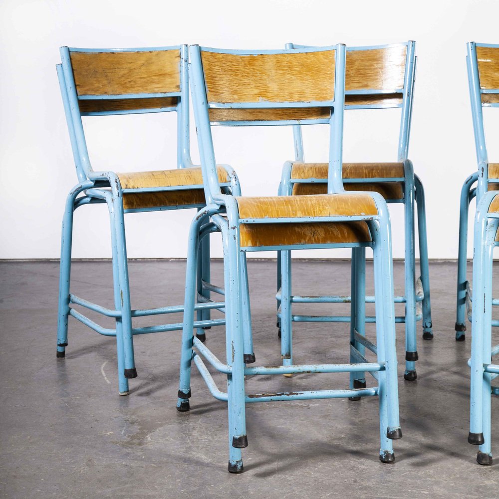Mullca High Laboratory Stacking Dining Chairs in Blue, 1950s, Set of 12 ...