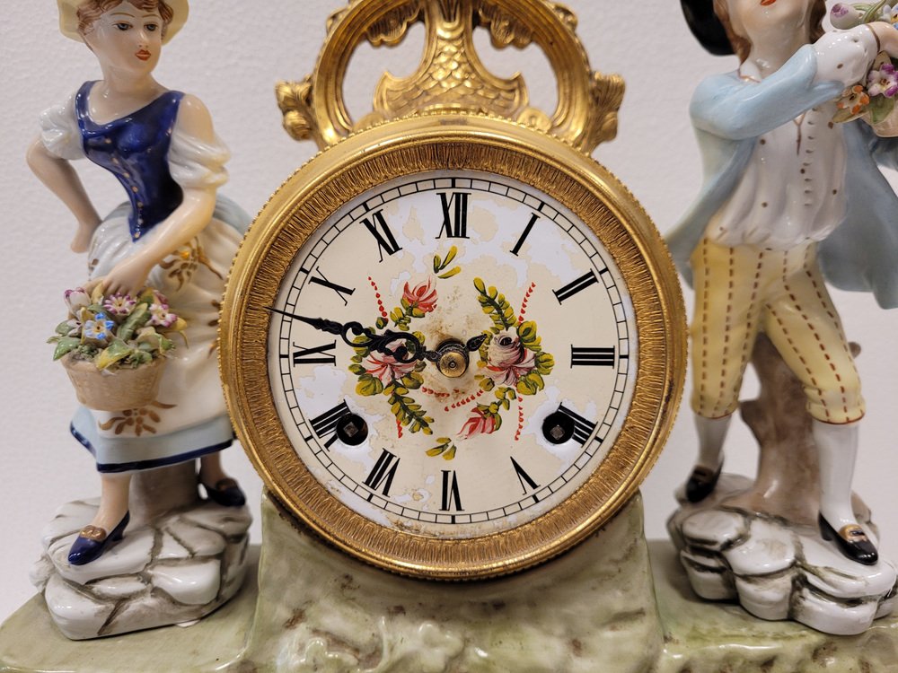 20th Century Porcelain Garrison Clock in the style of Capodimonte ...