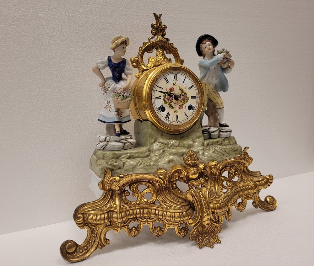 20th Century Porcelain Garrison Clock in the style of Capodimonte ...