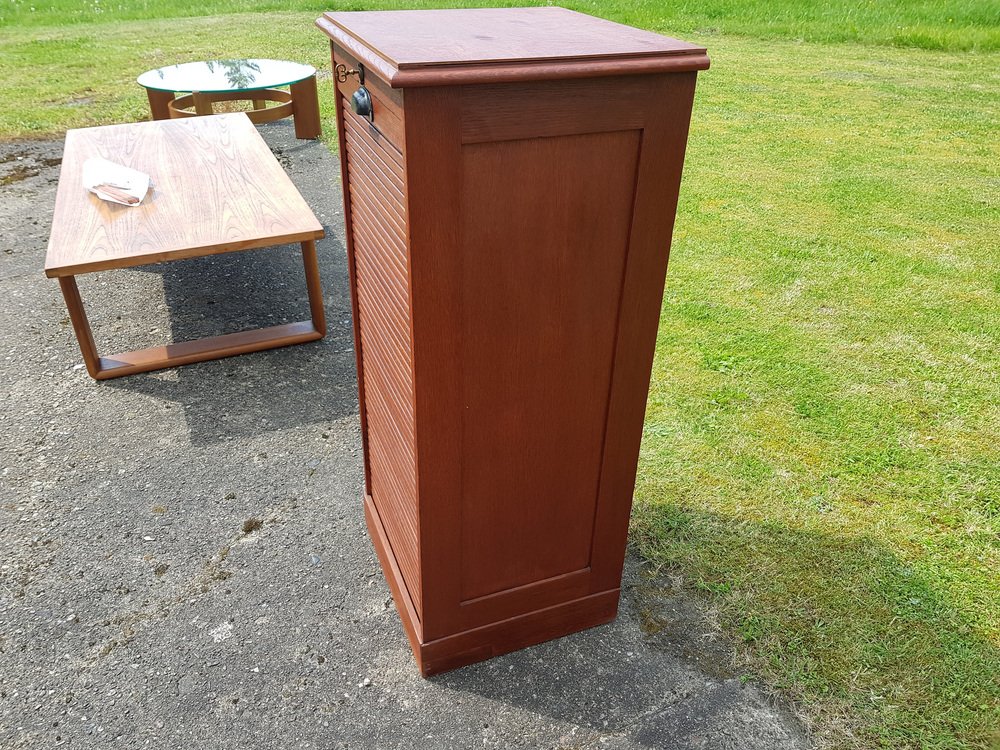 Vintage Wood Roller Shutter Cabinet, 1960s for sale at Pamono