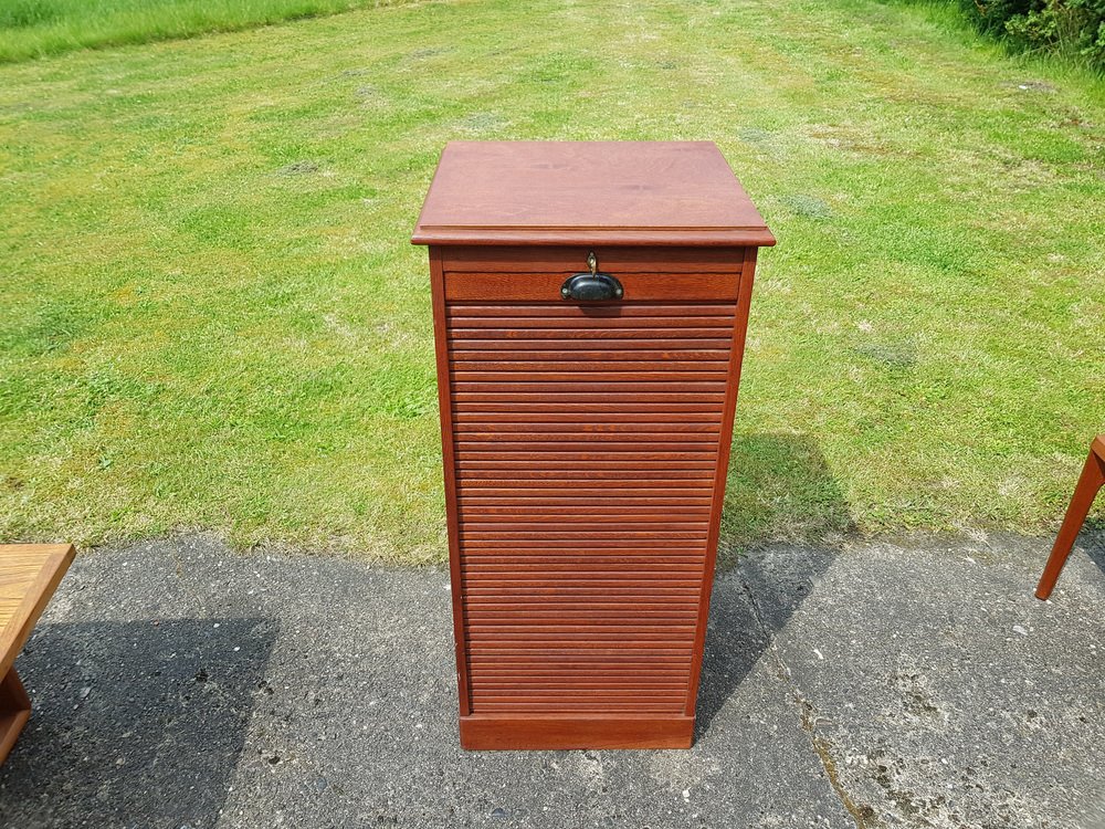 Vintage Wood Roller Shutter Cabinet, 1960s for sale at Pamono