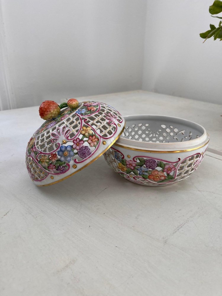 Large Porcelain Box with Lid, 1950s for sale at Pamono